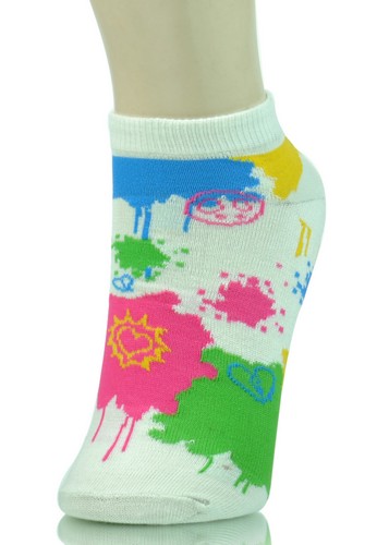 OUTLINES AND PAINTBALL SPLATTER LOW CUT SOCKS - Wholesale - Yelete.com