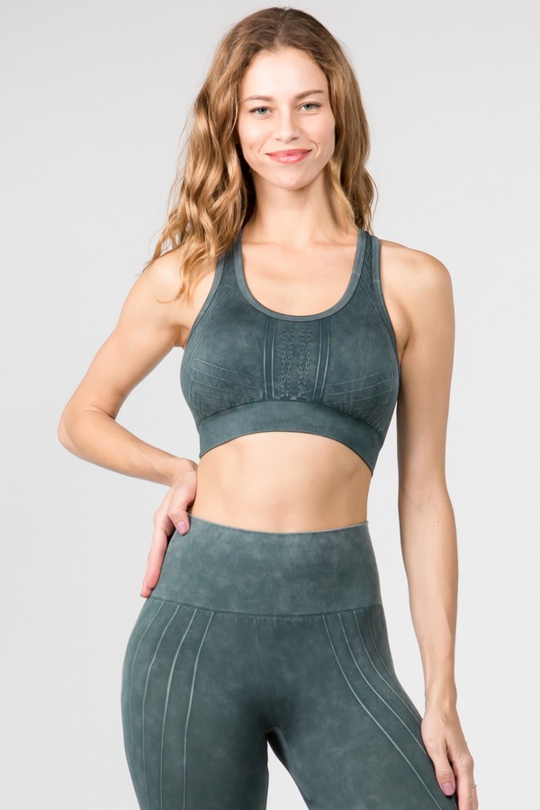 Women's Stone Washed Seamless Sports Bra - Wholesale - Yelete.com